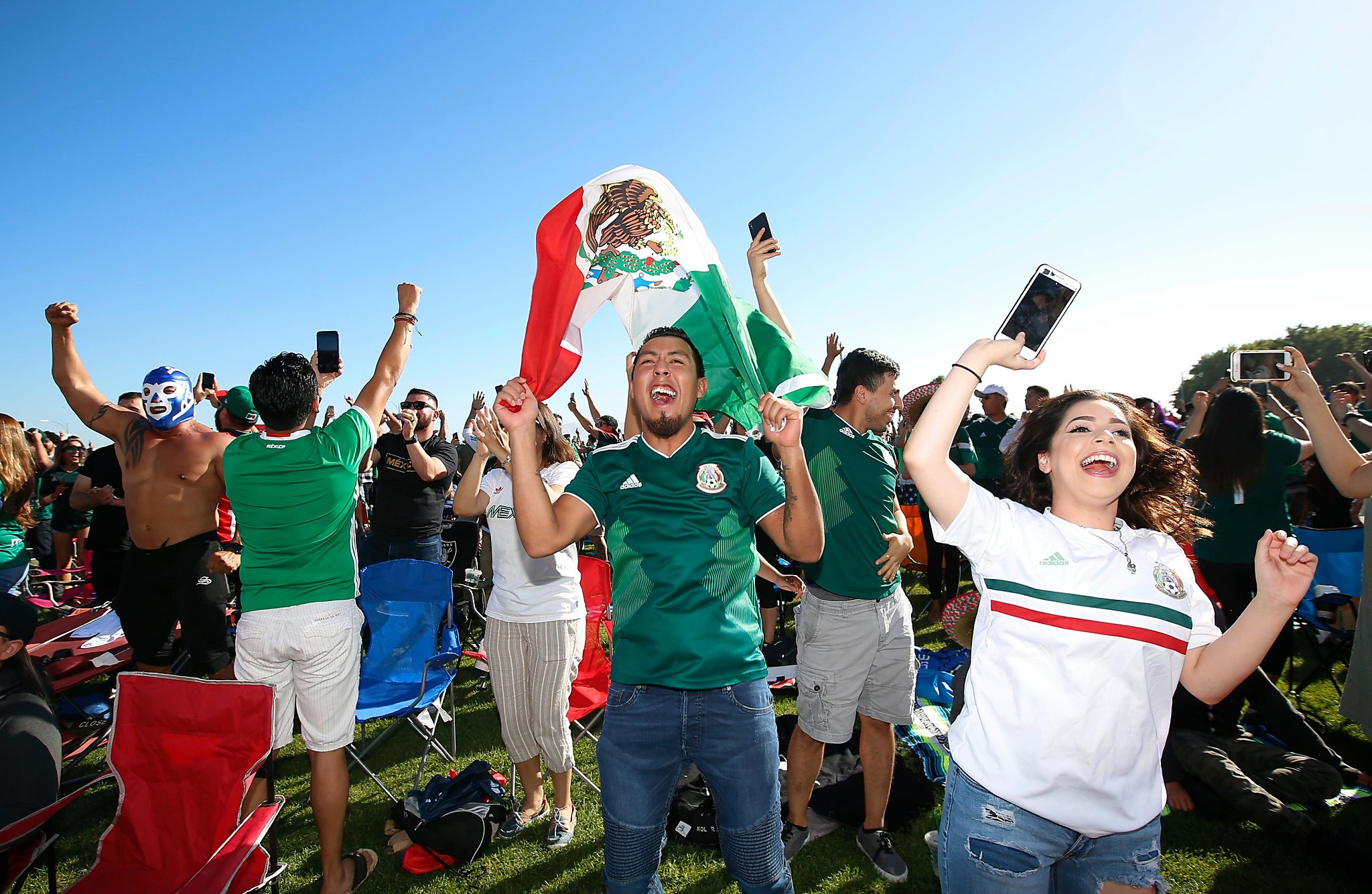 Fans party at Avaya Stadium as they watch Mexico beat South Korea