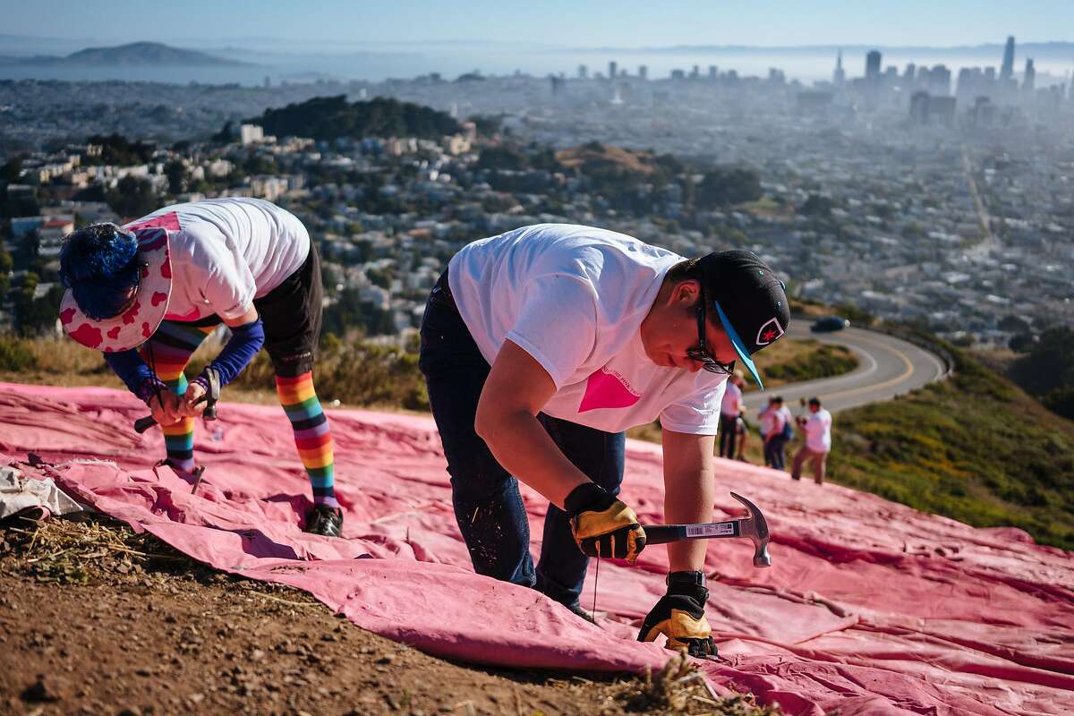 Pink triangle installation, Dyke March kick Pride weekend into full gear