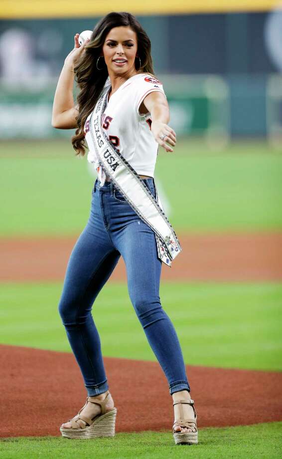 Miss Texas, Houston real estate mogul Logan Lester, throws out first ...