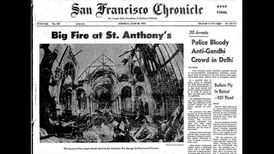 Chronicle Covers: The great St. Anthony’s Church fire of 1975