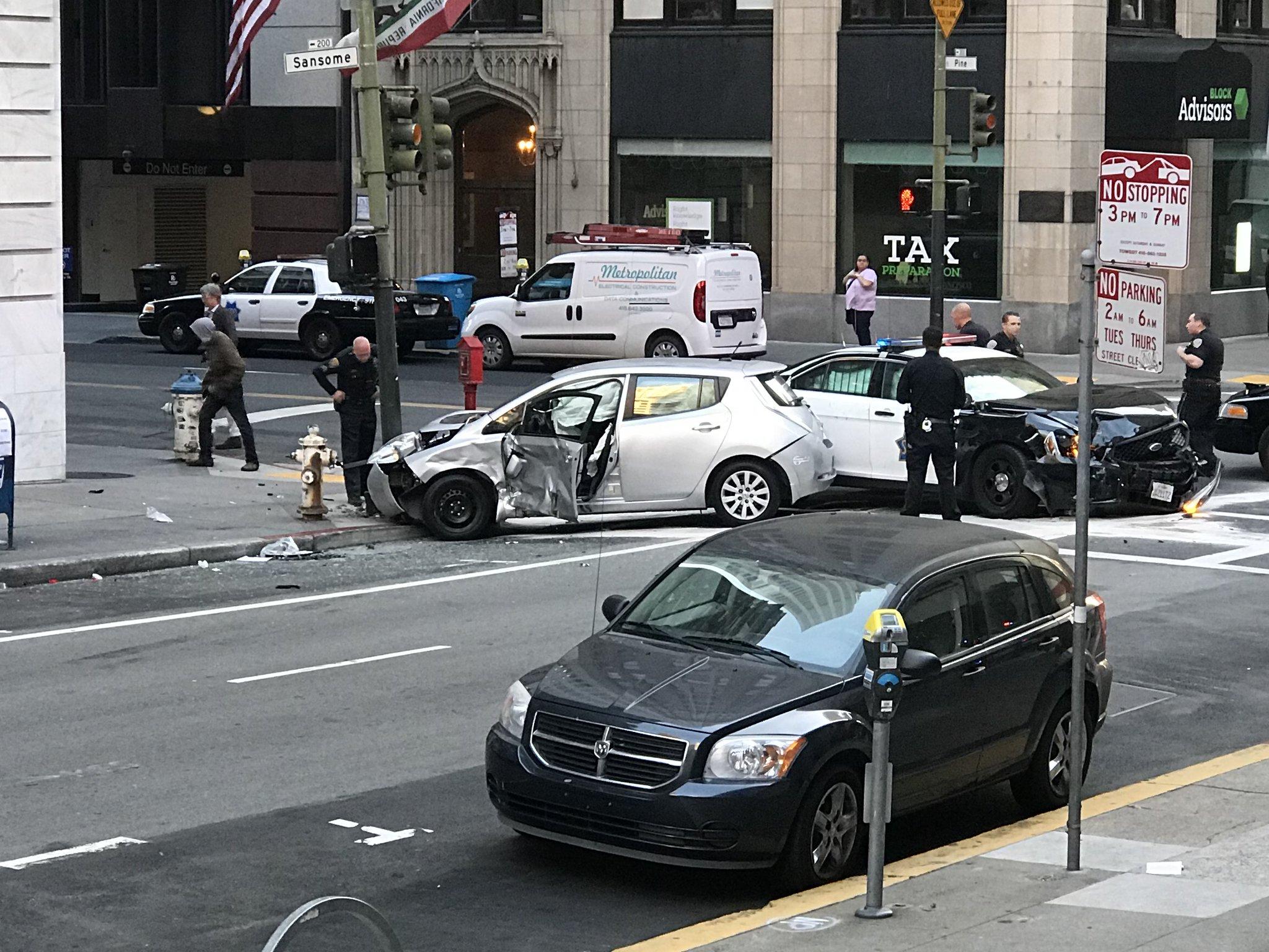 SF police cruiser crashes into car in the Financial District