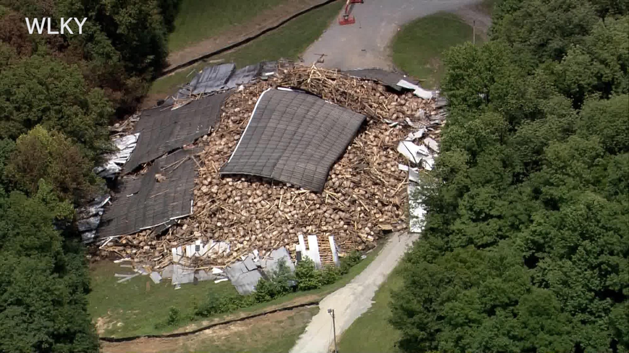 Rest of whiskey storage warehouse collapses in Kentucky