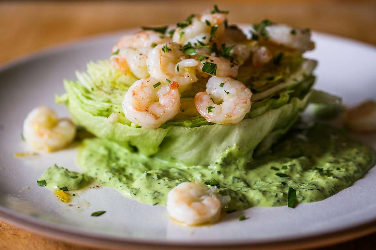 Recipe: Baby Iceberg Wedge Salad With Chilled Shrimp, Mint & Green Goddess