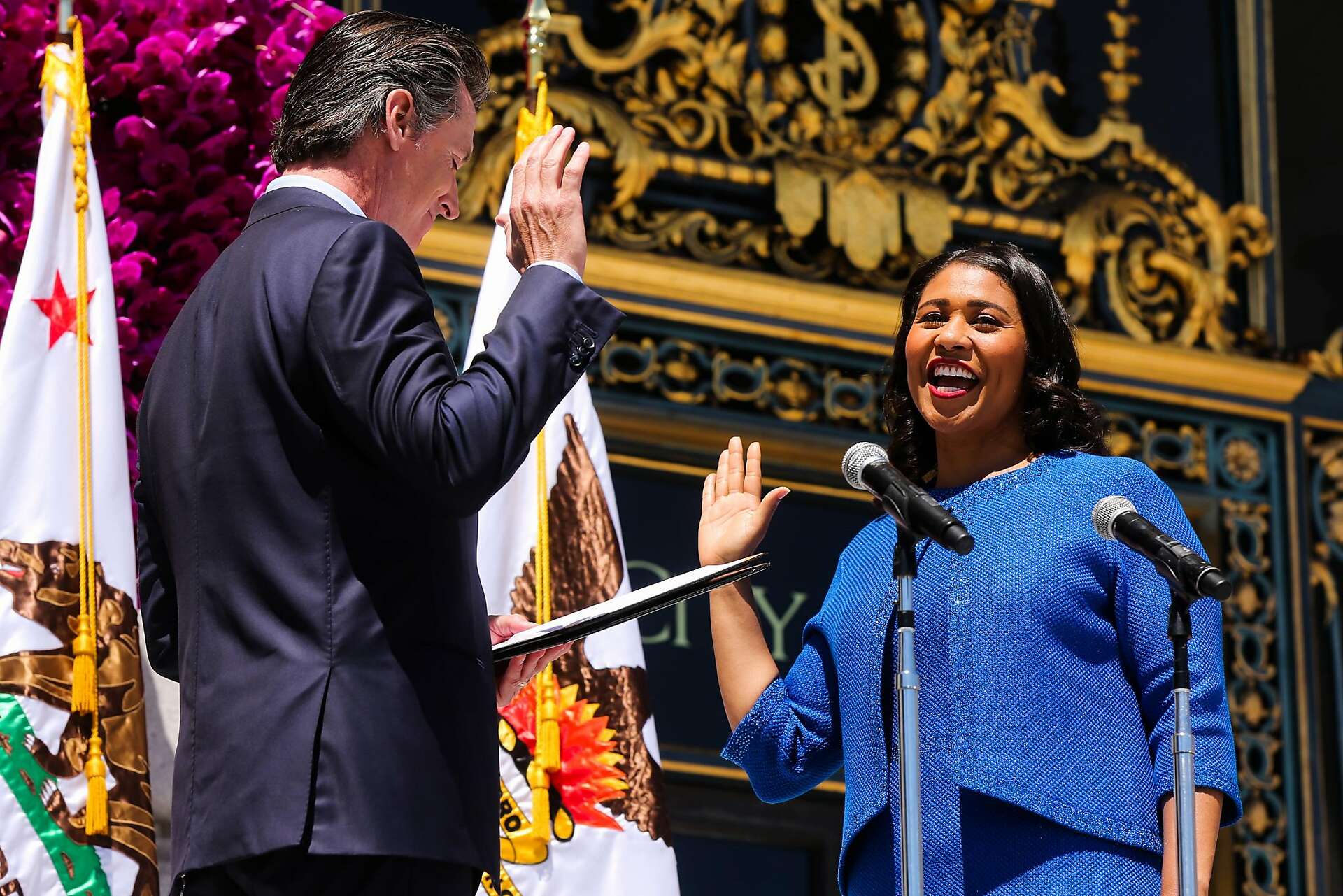 Big crowd at SF Civic Center sees London Breed sworn in as new mayor