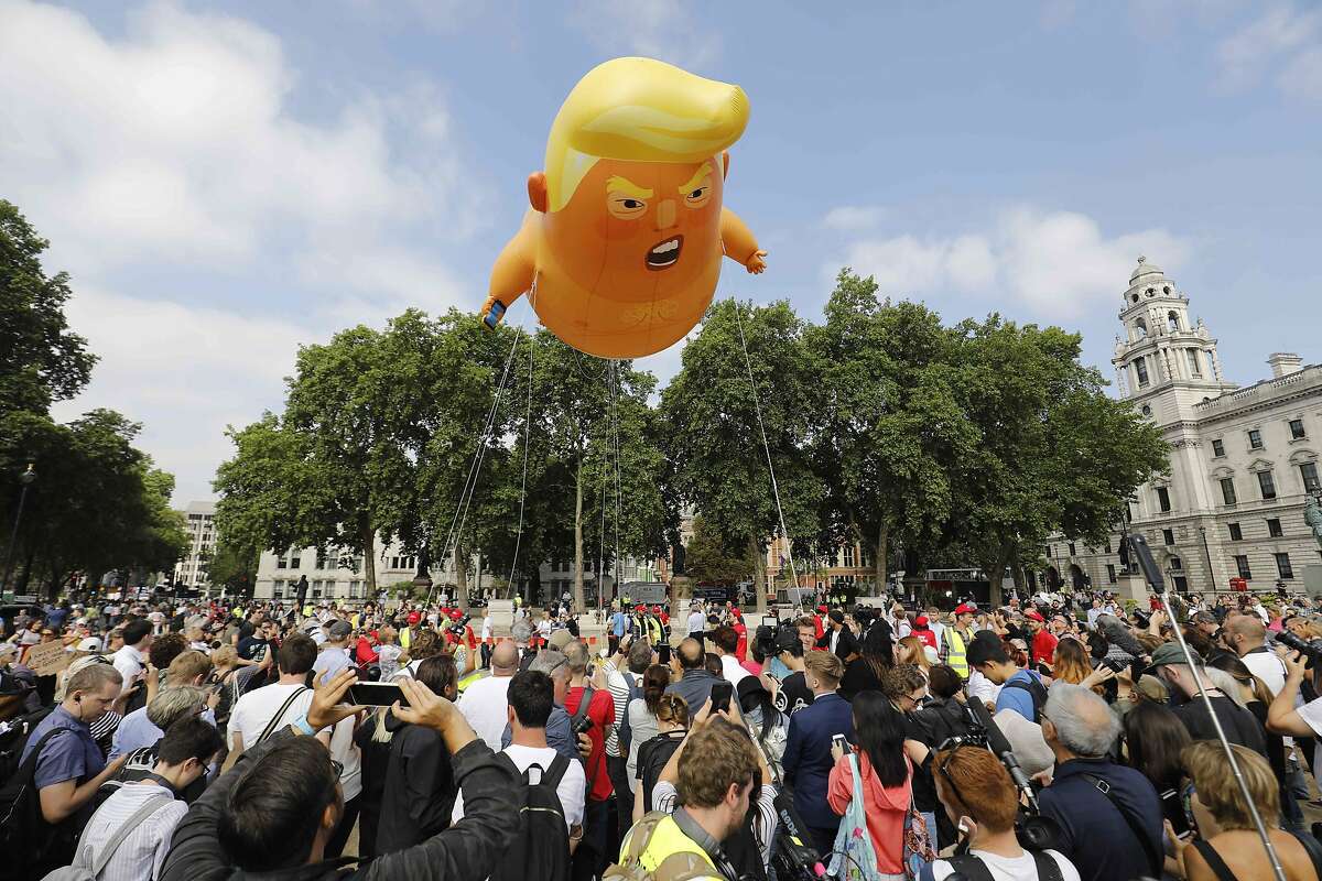 London’s ‘Trump Baby’ balloon flies as protests take off in Britain.