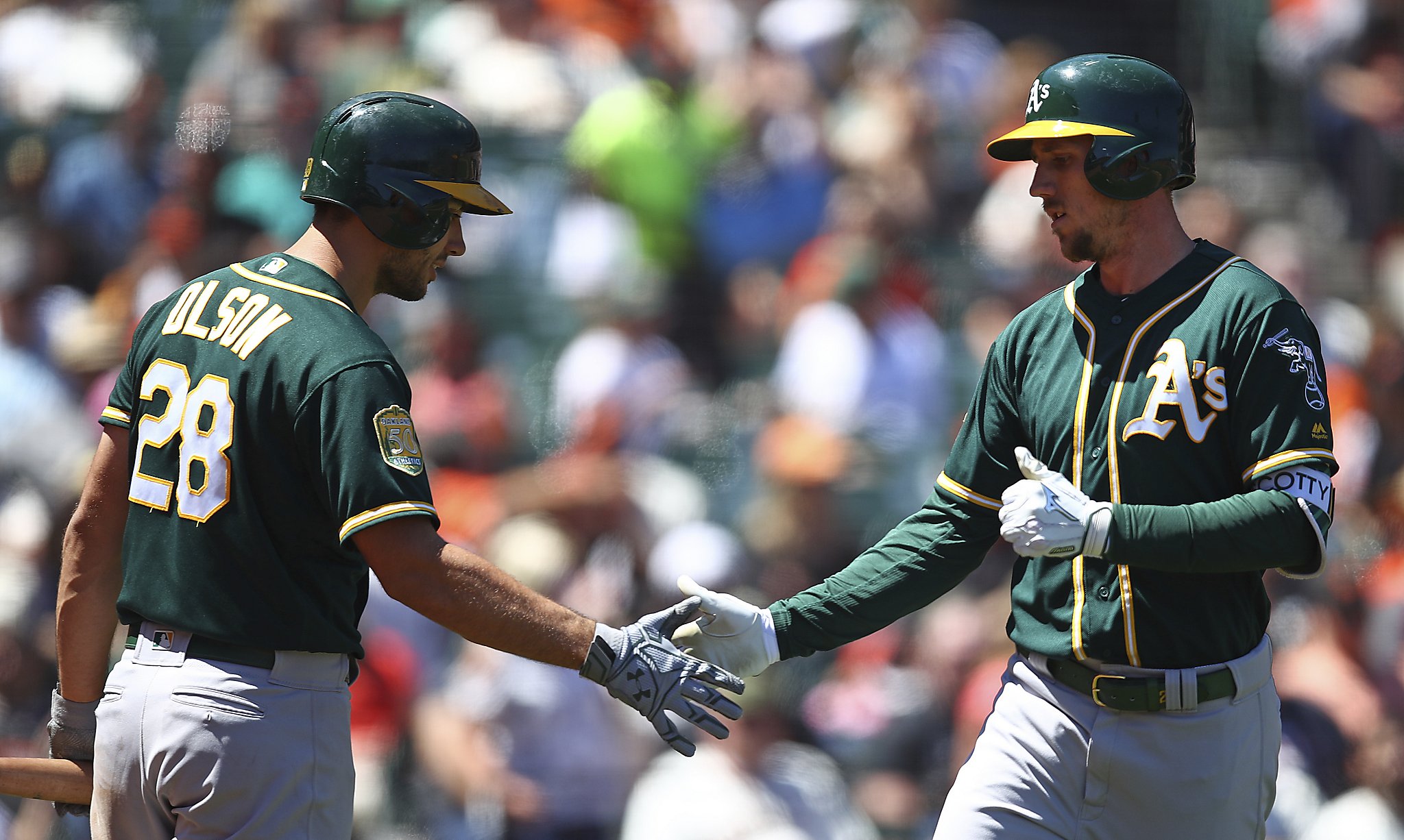 After taking Giants’ series, A’s charge into break in position to add ...
