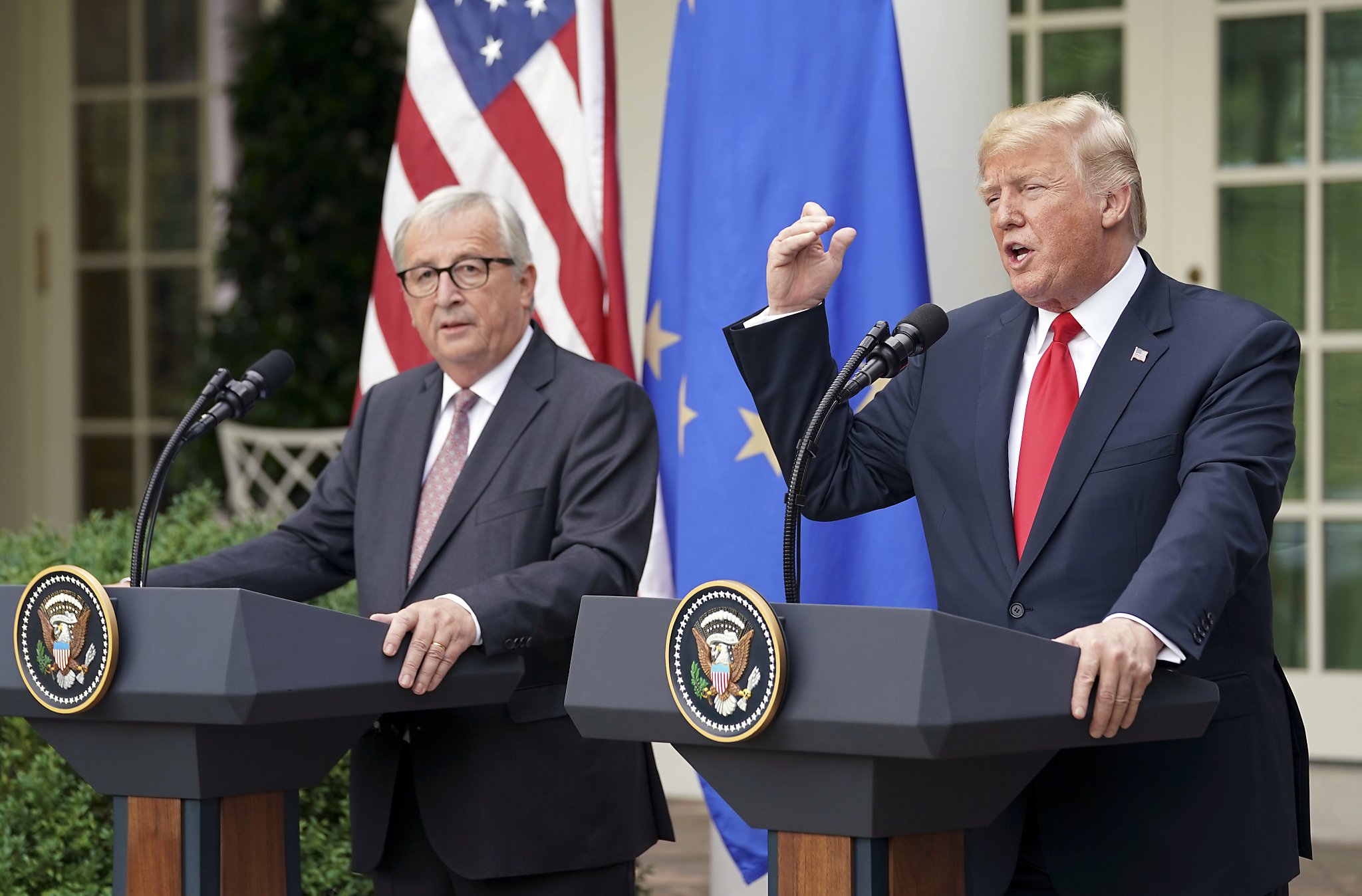Trump, European Union leaders announce path forward on trade