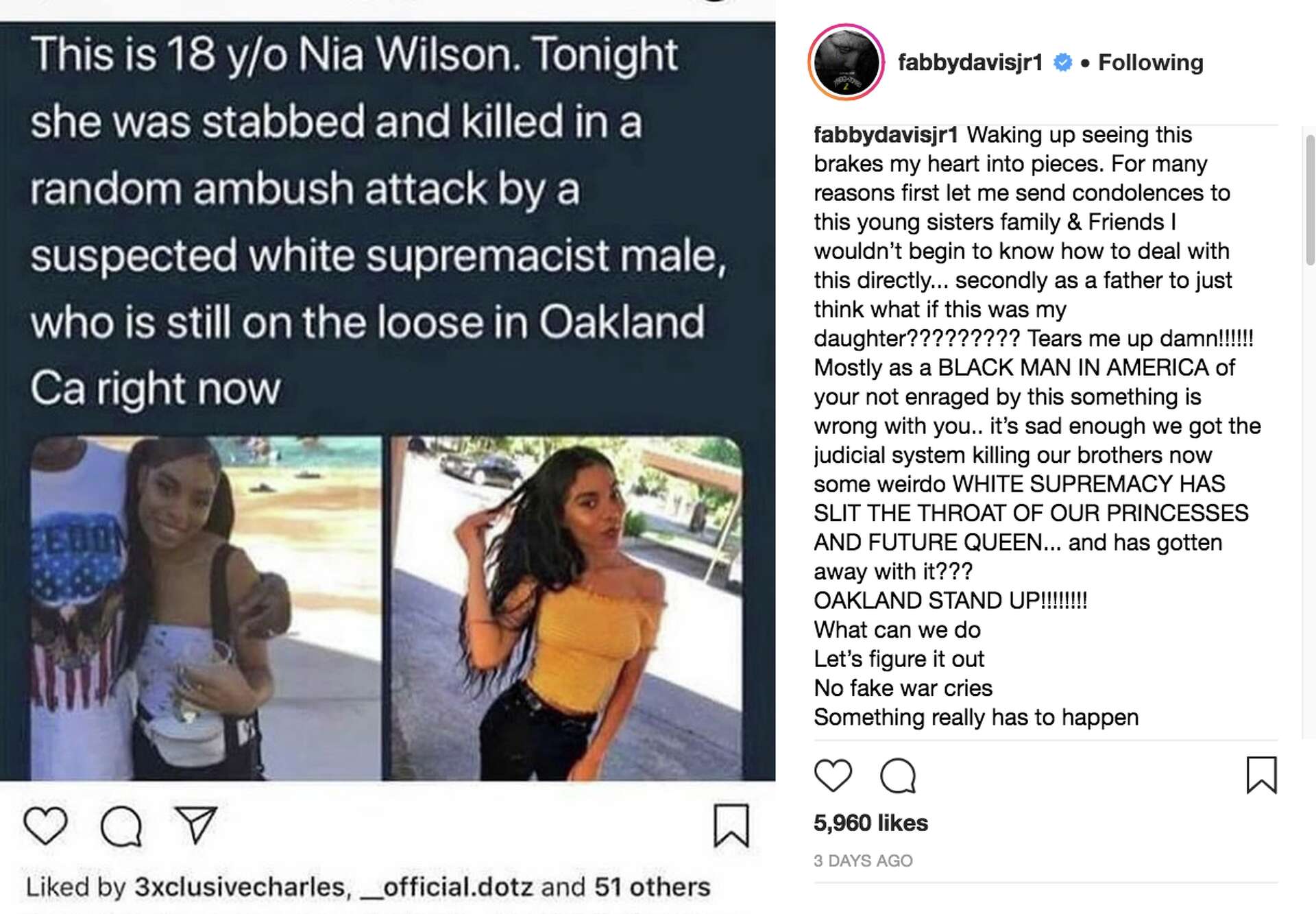 Steph Curry dedicates showcase game to Nia Wilson, invites her family