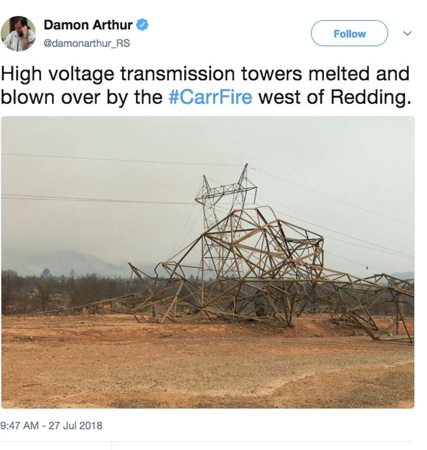 High-voltage transmission tower in Redding buckles in intense heat of ...