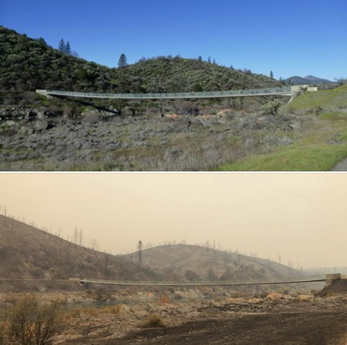 Charred surroundings of iconic bridge puts devastation of Redding ...