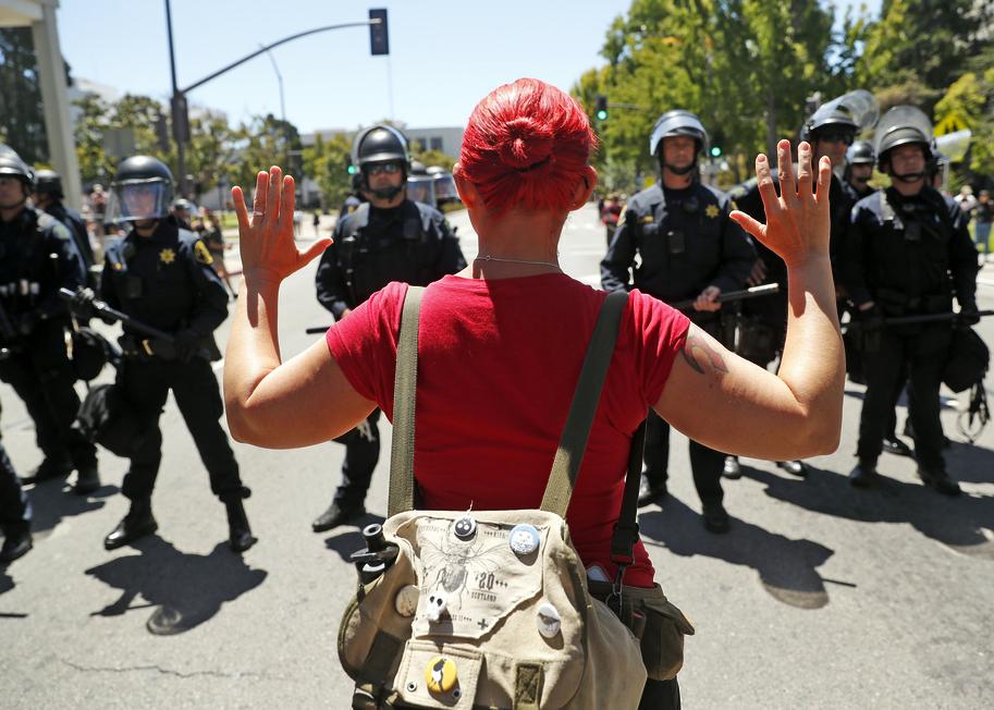 Left and right protesters gather in Berkeley for demonstrations