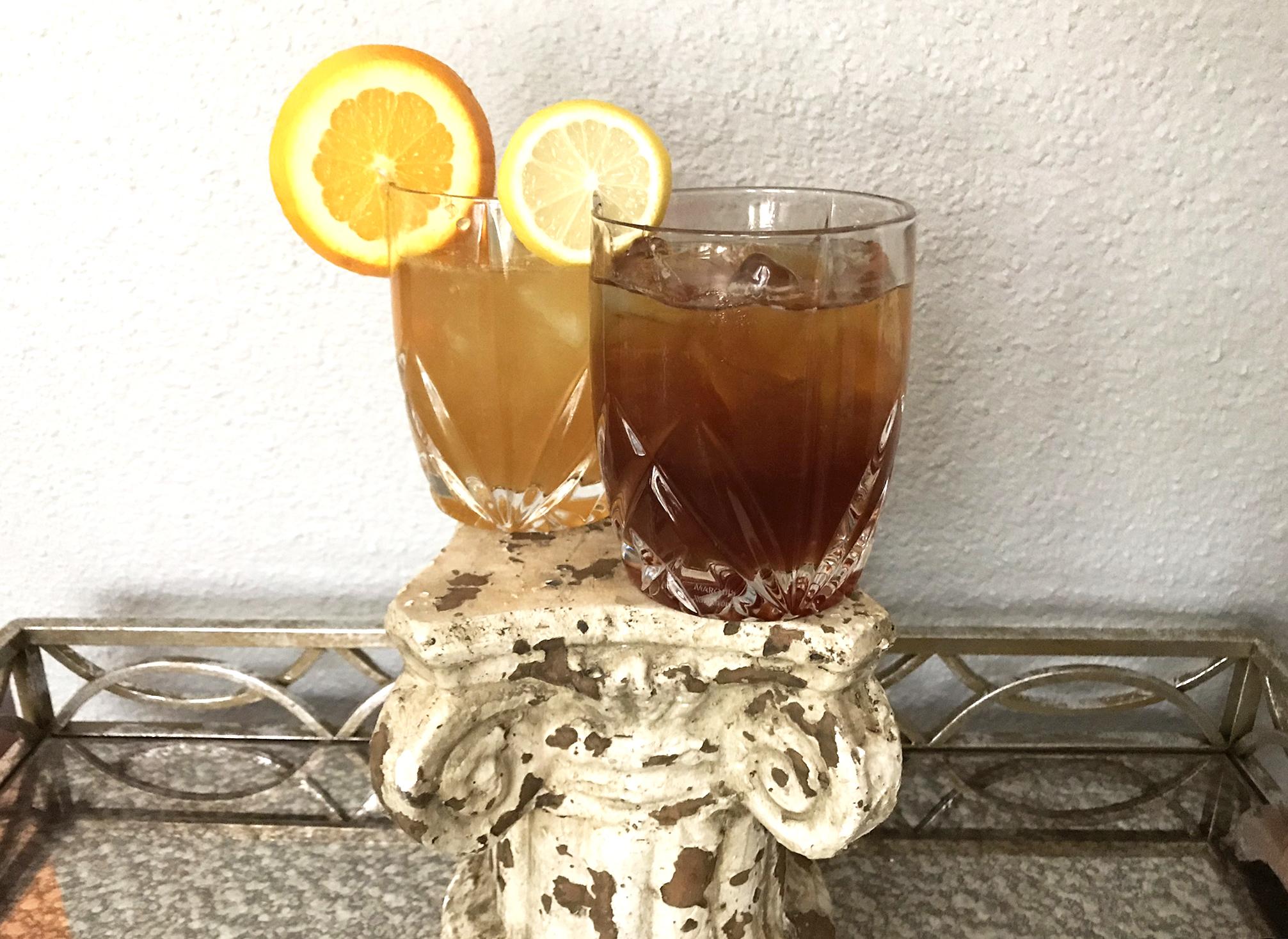 2 summery cocktail sippers made with teas
