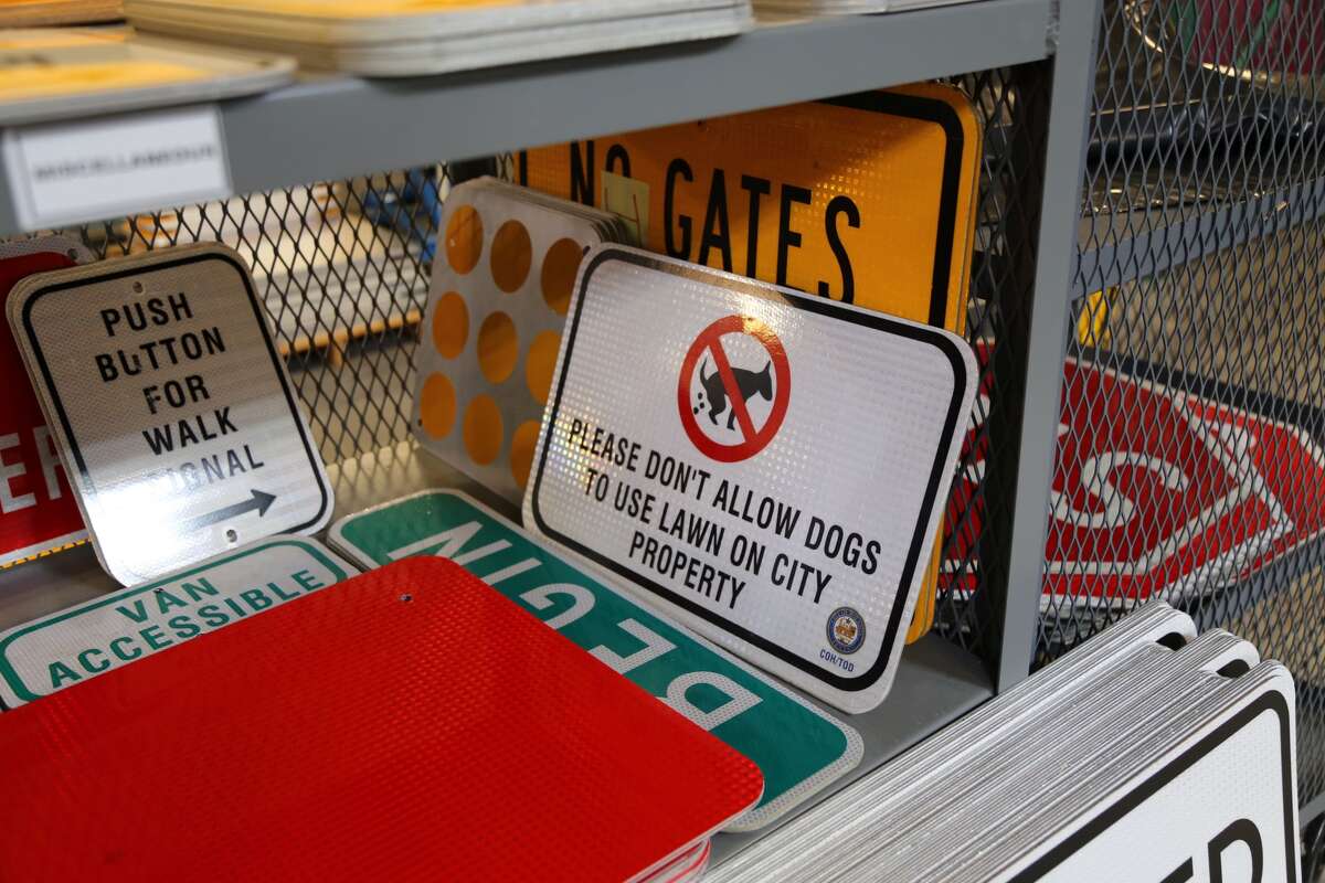 Inside the City of Houston's street sign making shop