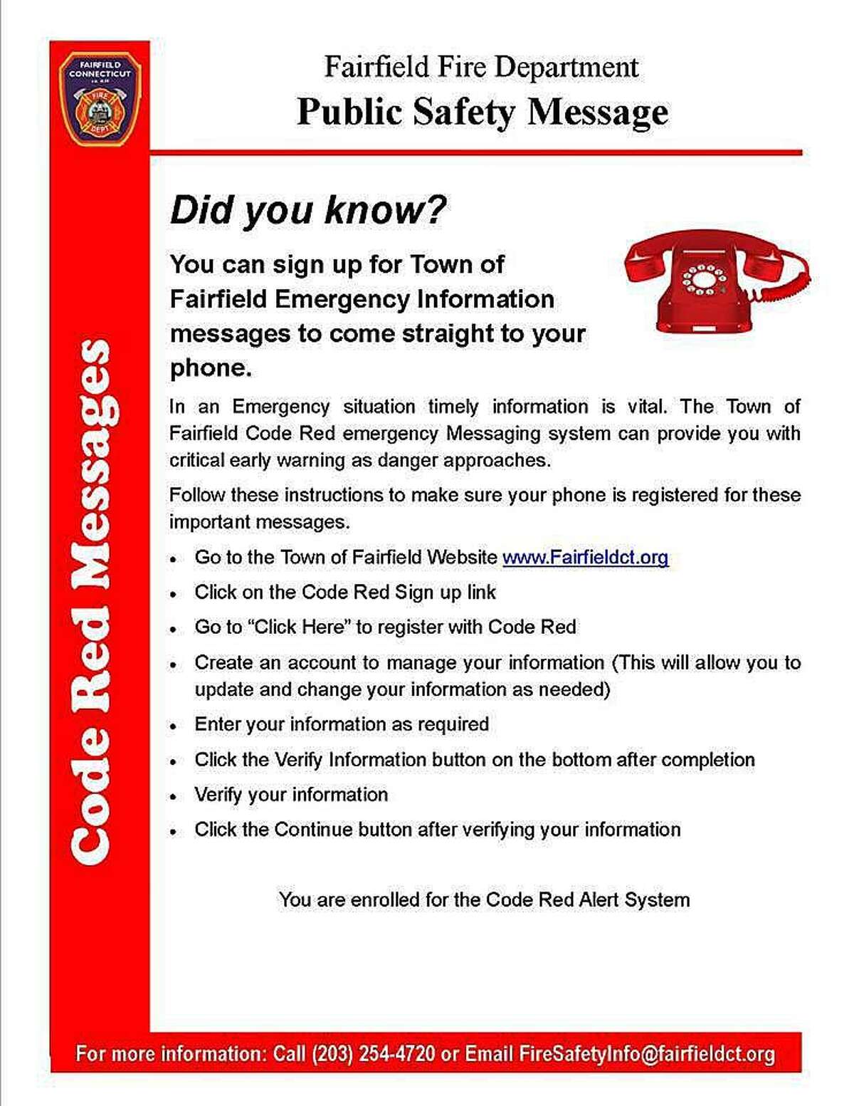 Fairfield residents reminded to sign up for Code Red alerts