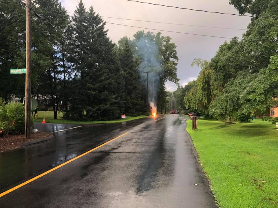 Orange firefighters respond to burning power lines