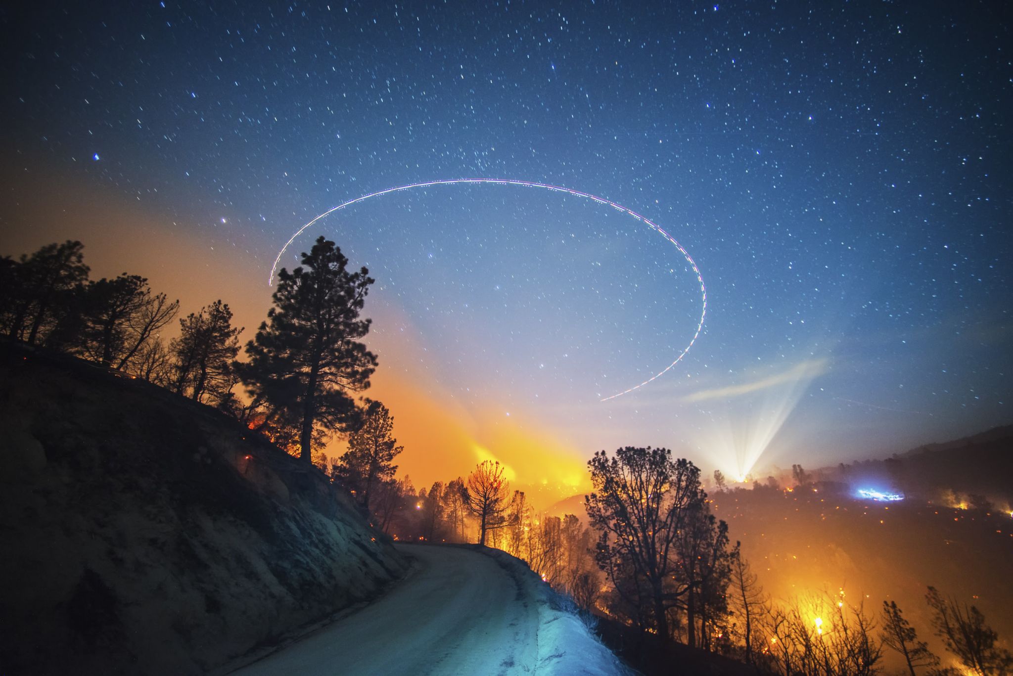 The beauty and horror of 45 California wildfires, as seen at night