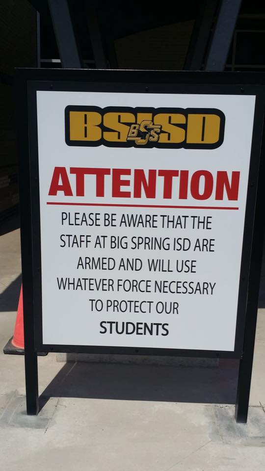 Texas students will be greeted with sign warning them about armed staff ...