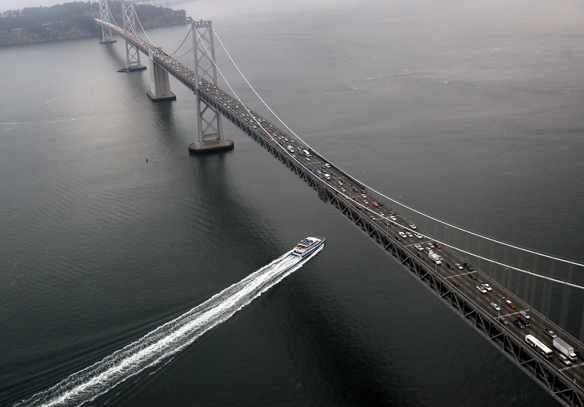 Overturned vehicle shuts down westbound lanes of Bay Bridge
