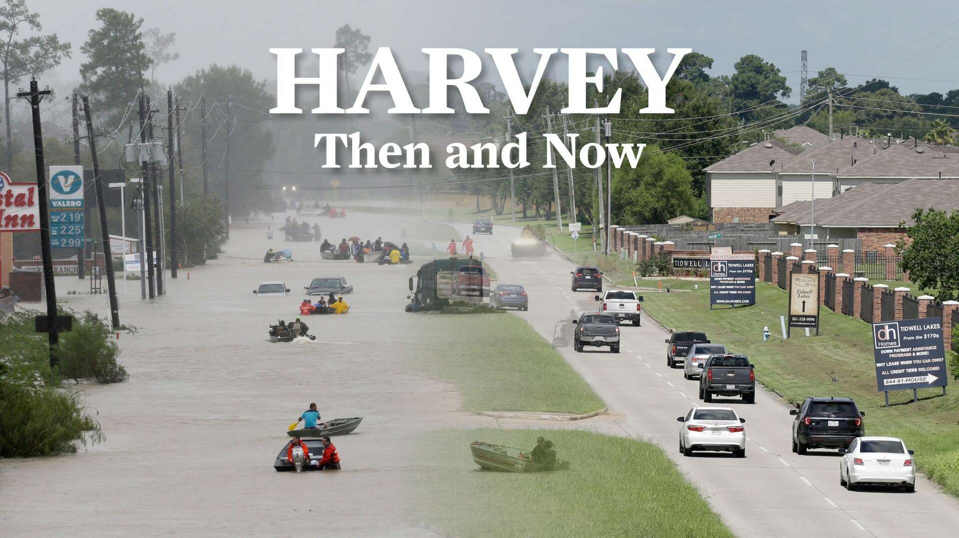 Dramatic then and now photos show how Hurricane Harvey devastated Houston