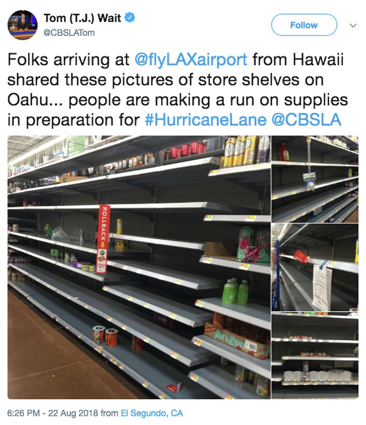 Hawaii residents post images of grocery store shelves stripped bare as ...