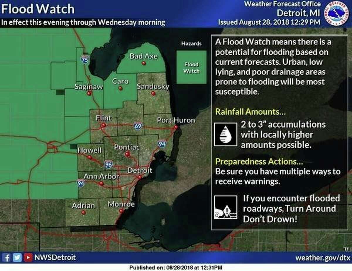 Heavy rain triggers Midland County flood watch