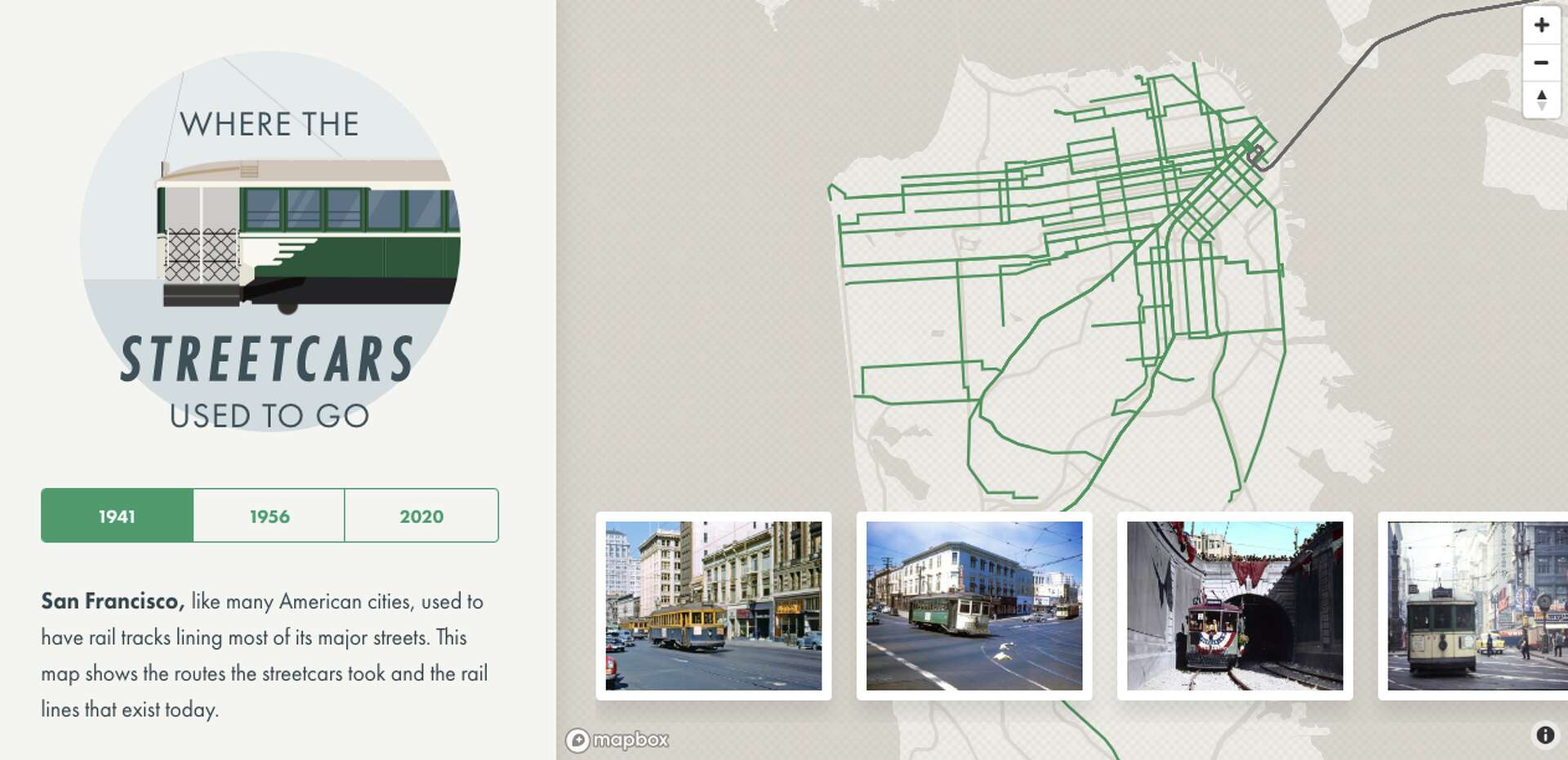 Interactive maps show where streetcars used to go in San Francisco, Oakland
