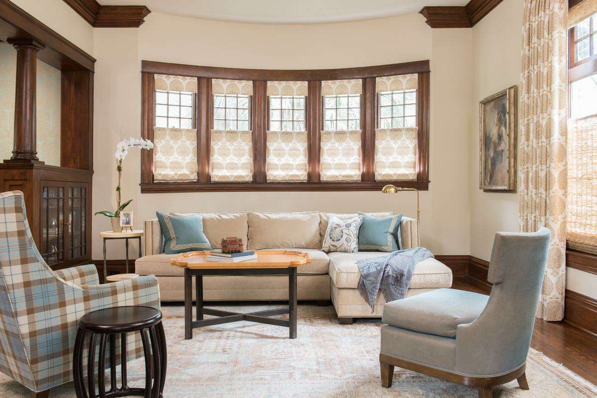 Window treatments complete the room