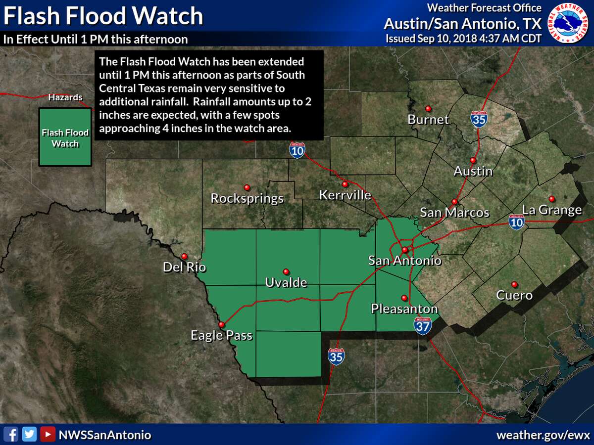 NWS extends flash flood watch for Bexar County, as soaked soil ...