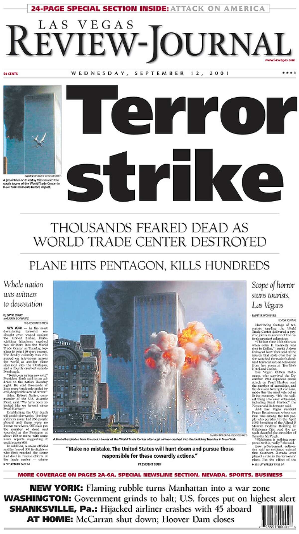 Photos: Newspaper front pages show day after 9/11 terror attack