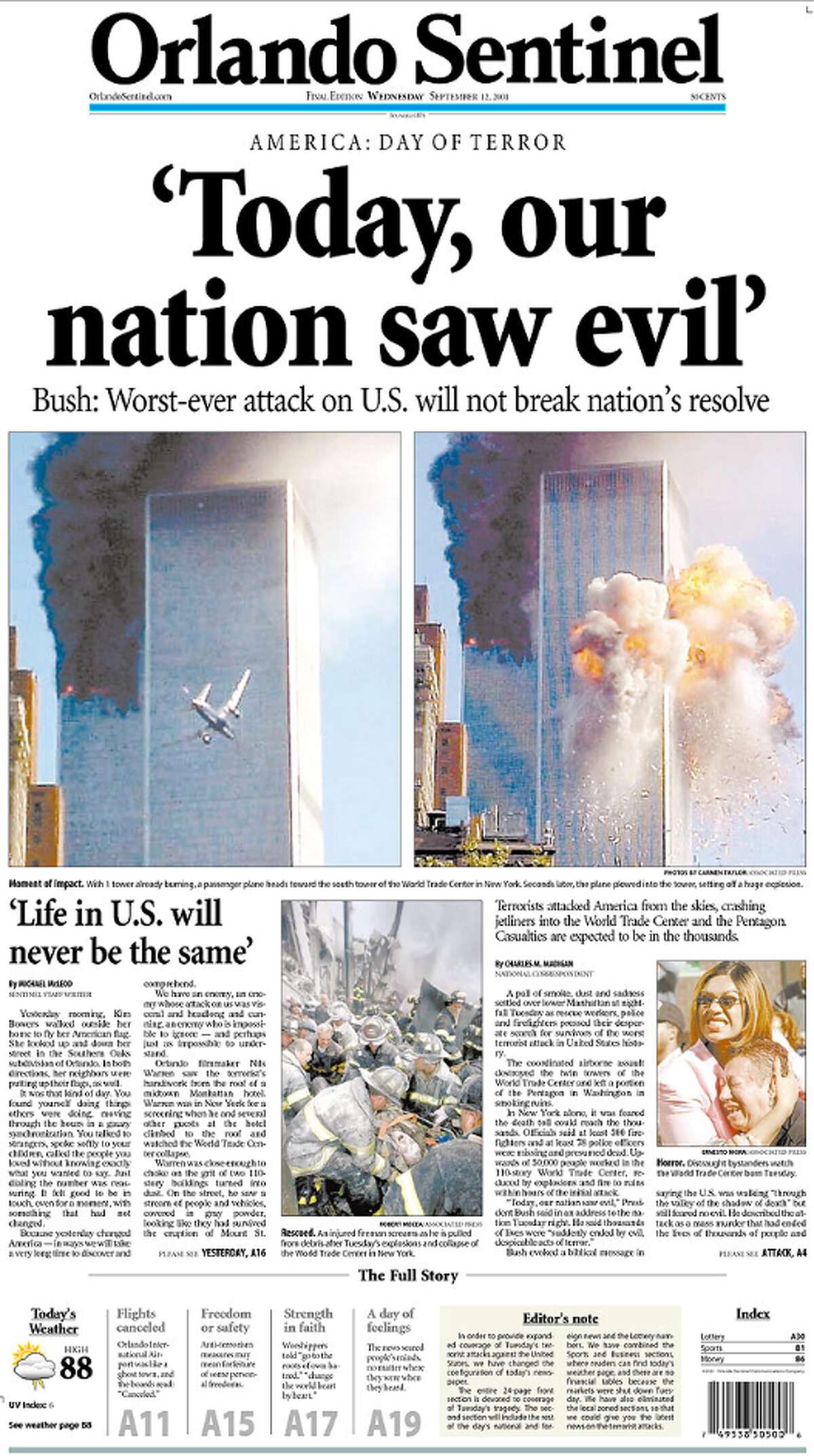 Photos: Newspaper front pages show day after 9/11 terror attack