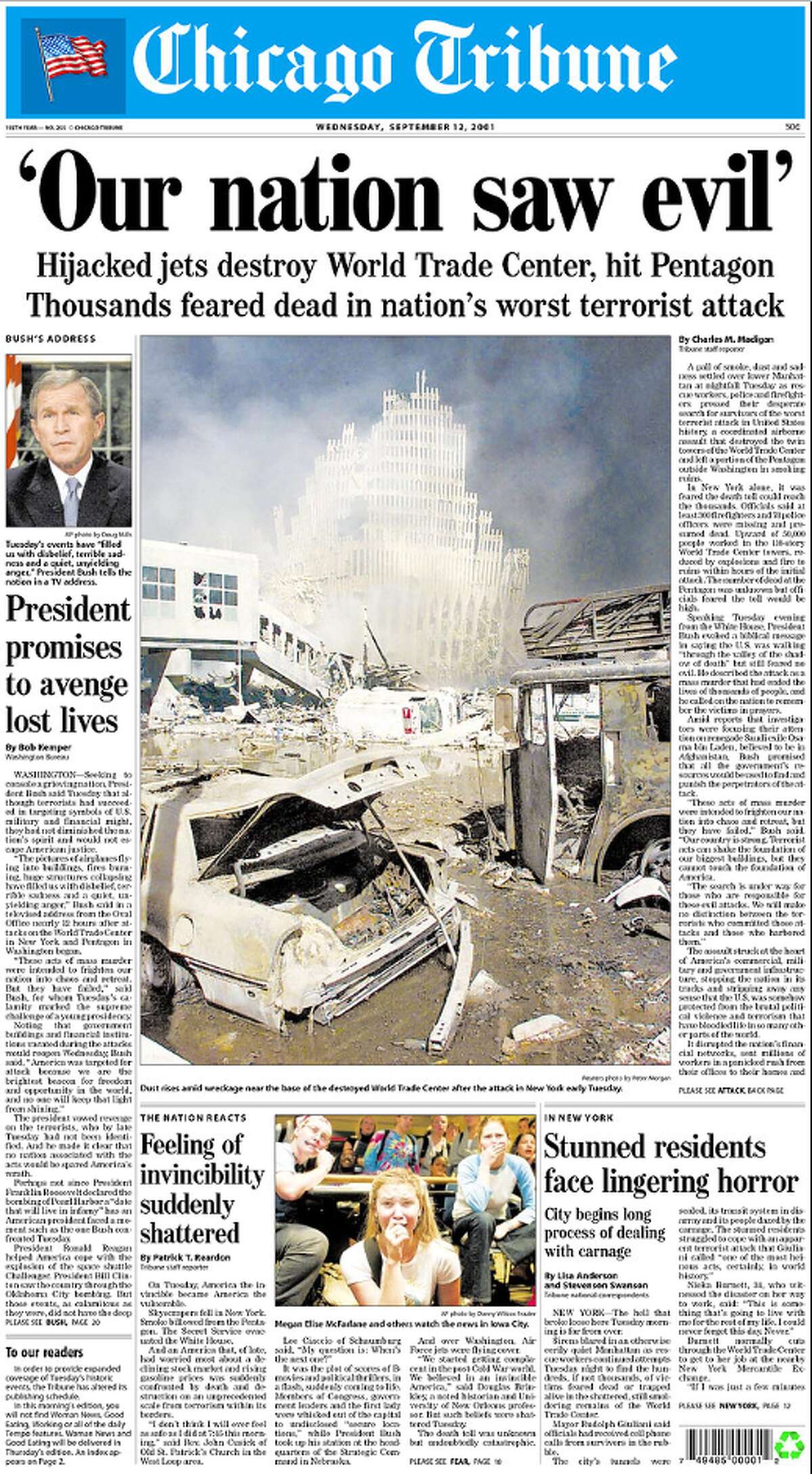 Photos: Newspaper front pages show day after 9/11 terror attack