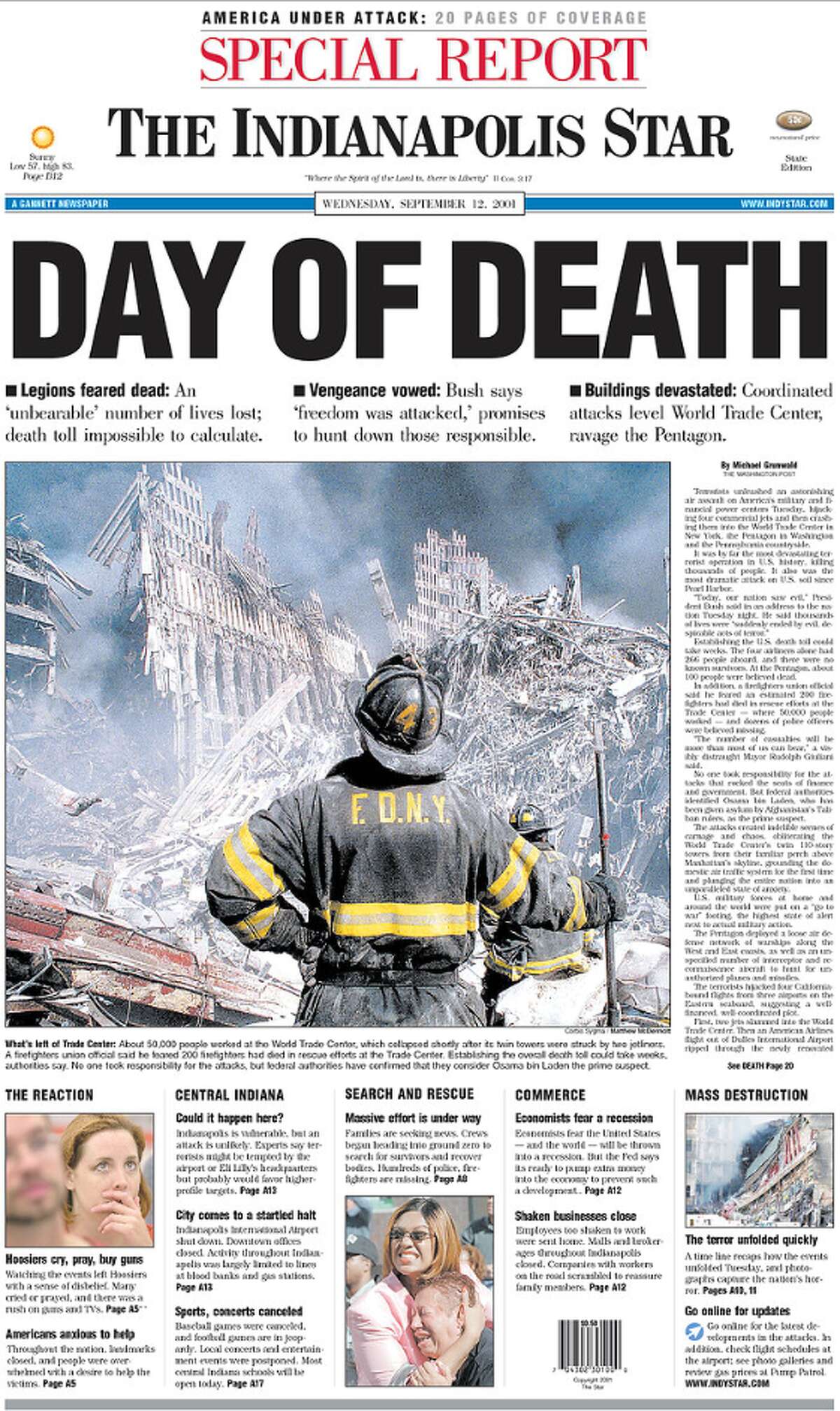 Photos: Newspaper front pages show day after 9/11 terror attack