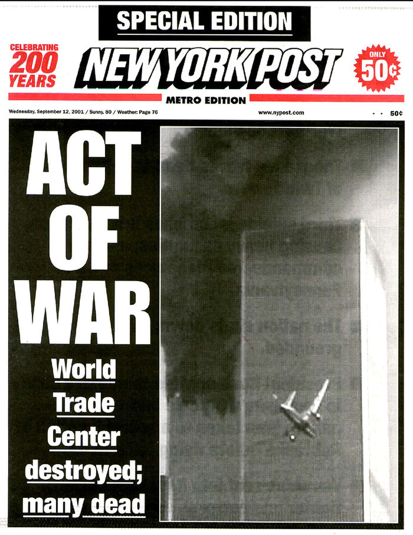 Photos: Newspaper front pages show day after 9/11 terror attack