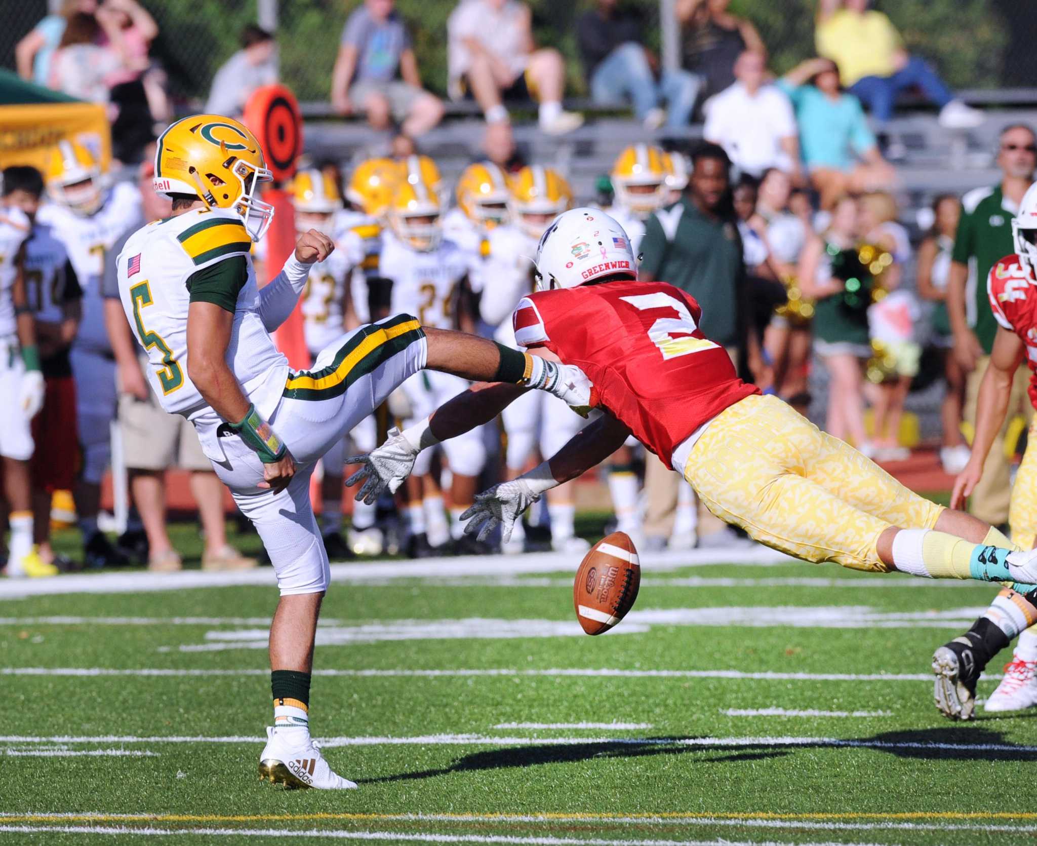 Greenwich football team shuts out Trinity Catholic