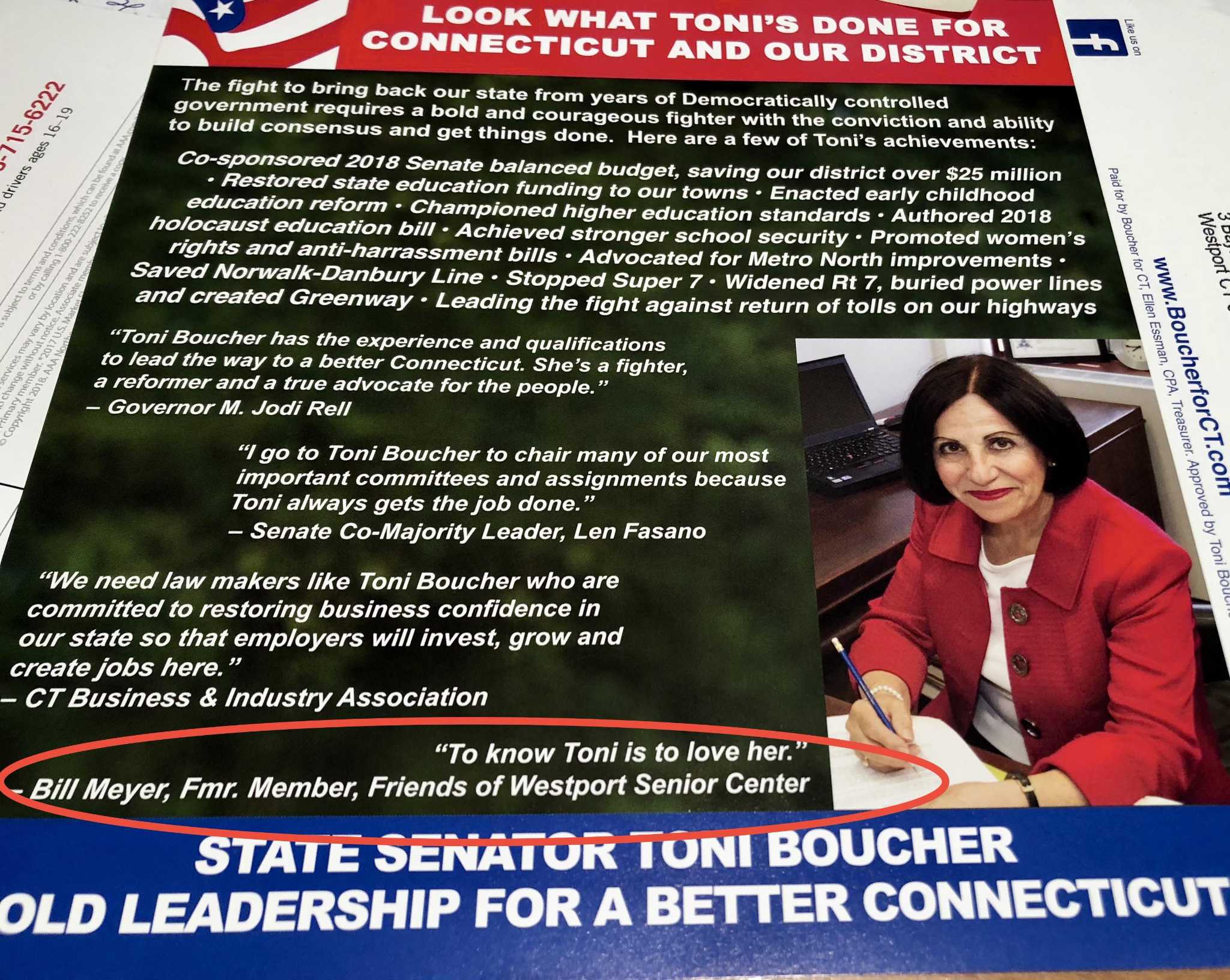 Boucher endorsed by a man who died years ago