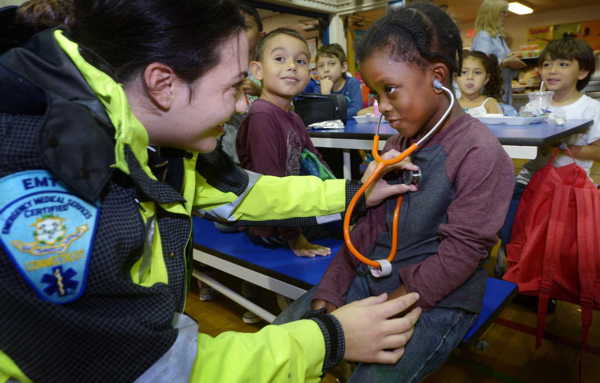 First responders break bread with students