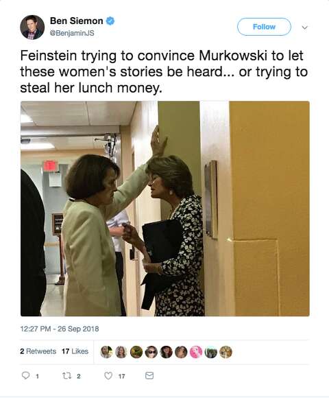 People wonder what Dianne Feinstein and Lisa Murkowski are whispering ...