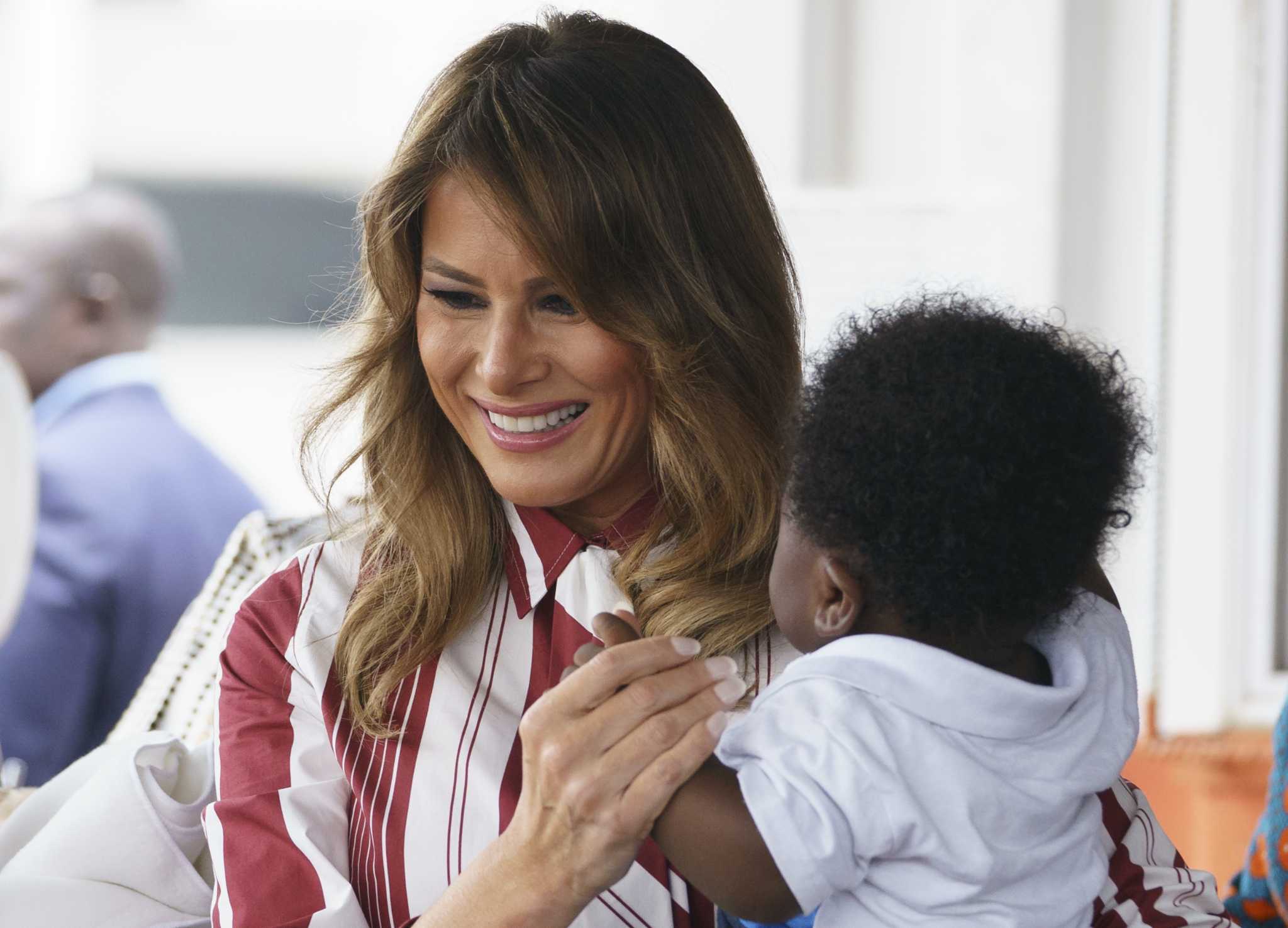 First lady kicks off solo trip