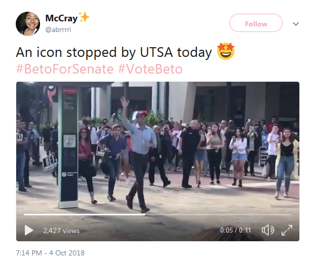 Social media scenes show UTSA's Beto O'Rourke visit, Kavanaugh protests