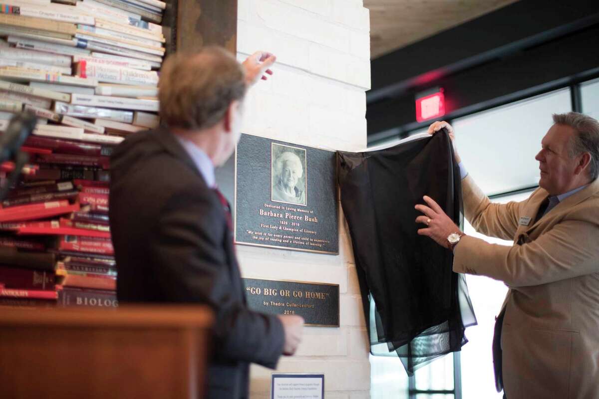 The George hotel dedicates Texas Flag book wall to Barbara Bush