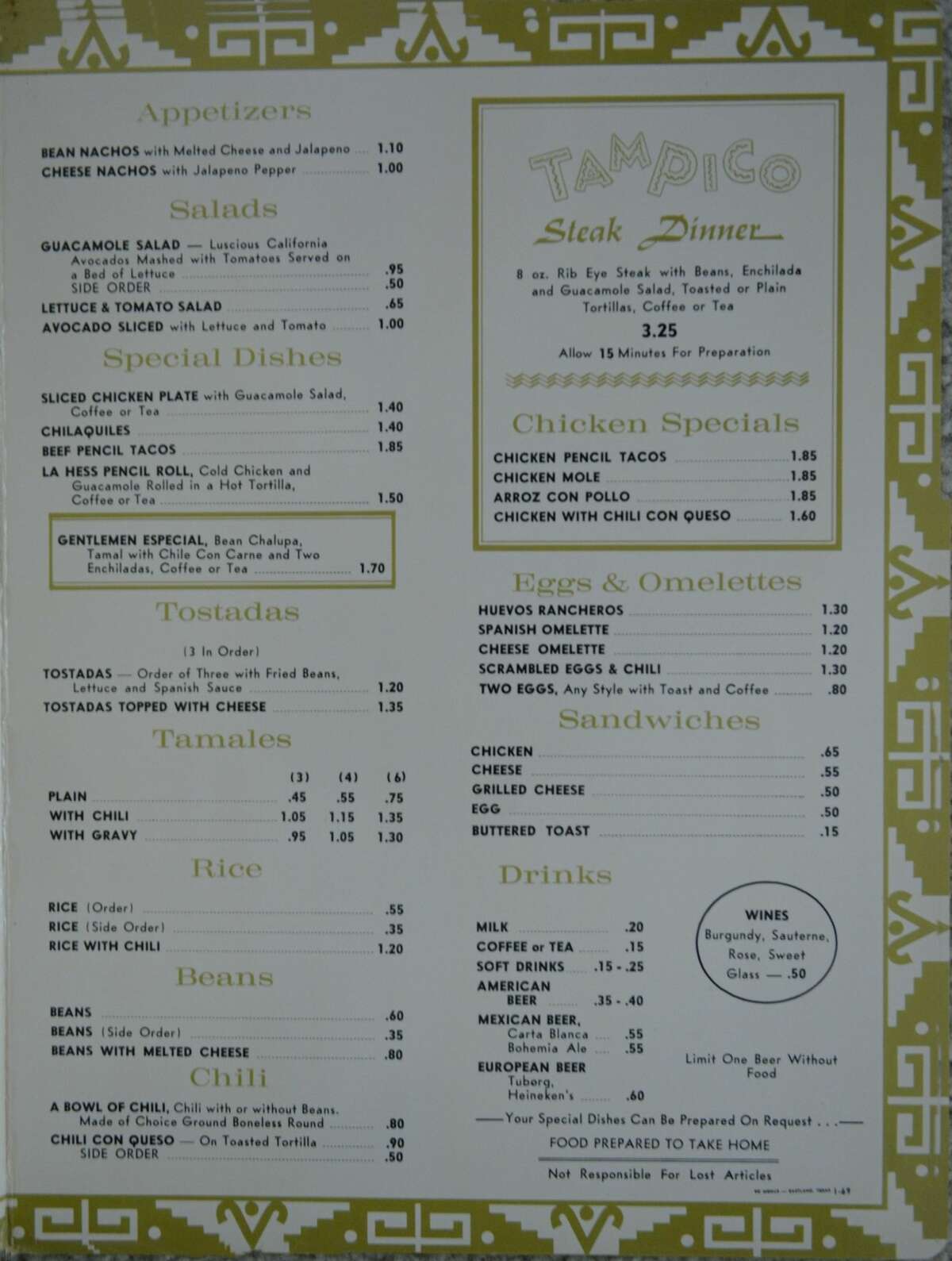 Vintage Houston Tex-Mex menus show how time (and prices) have changed