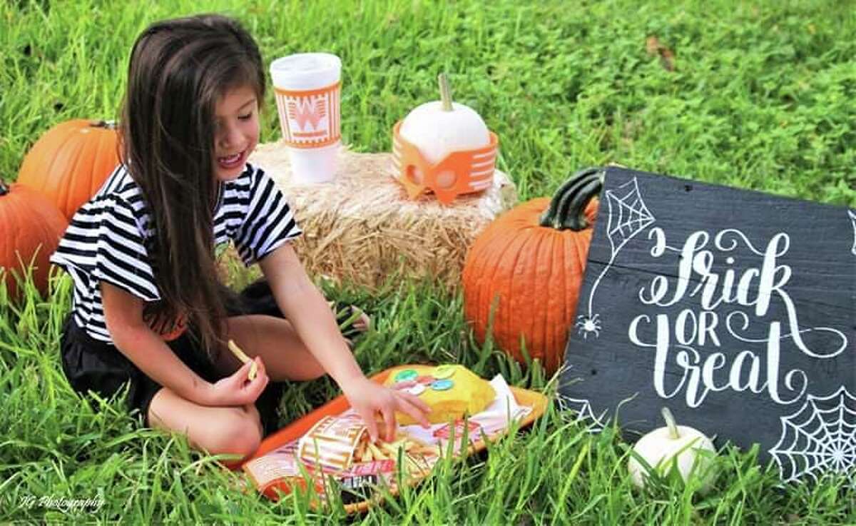 Little Texas Whataburger fan models the perfect fall photoshoot