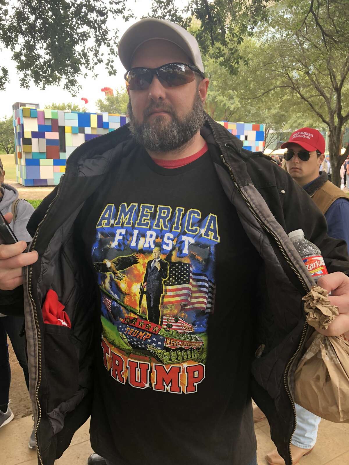 Trump supporters poke fun at liberals with conservative gear at Houston ...