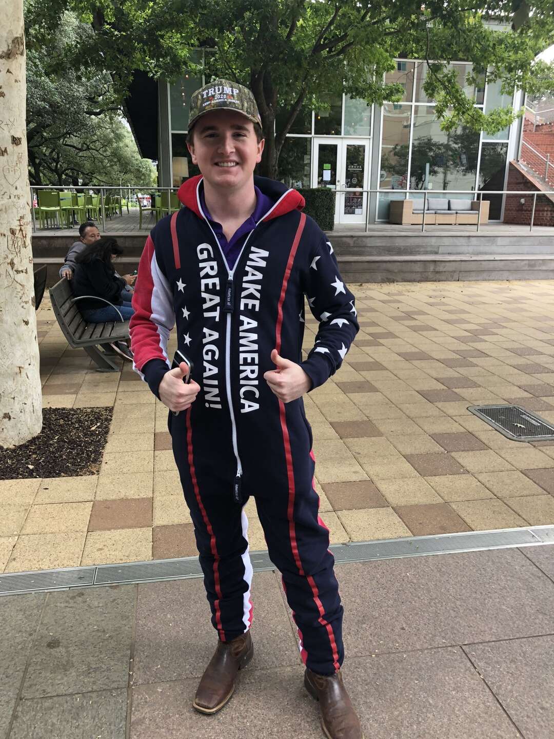 Trump supporters poke fun at liberals with conservative gear at Houston ...