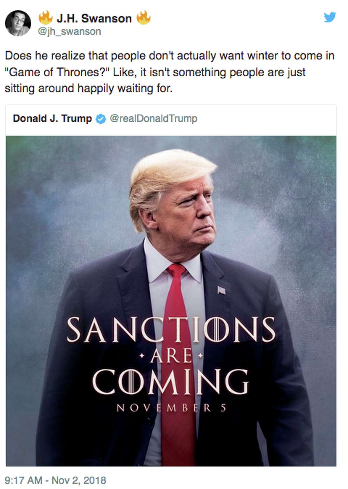 Twitter Goes Nuts Over Trumps Game Of Thrones Poster Announcing
