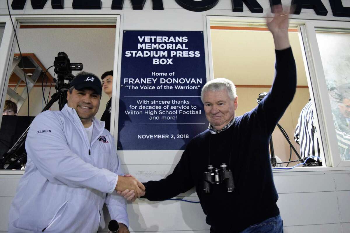 Wilton’s Franey Donovan honored with plaque at press box