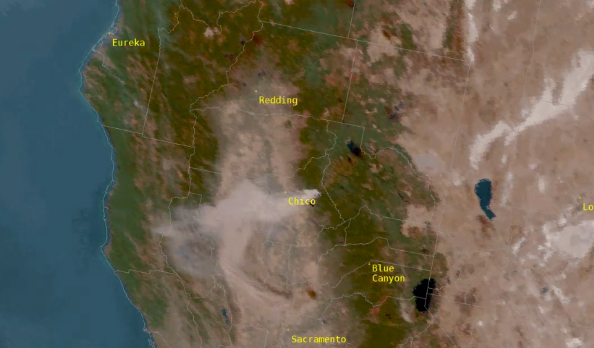 Camp Fire in Northern California is already visible from space