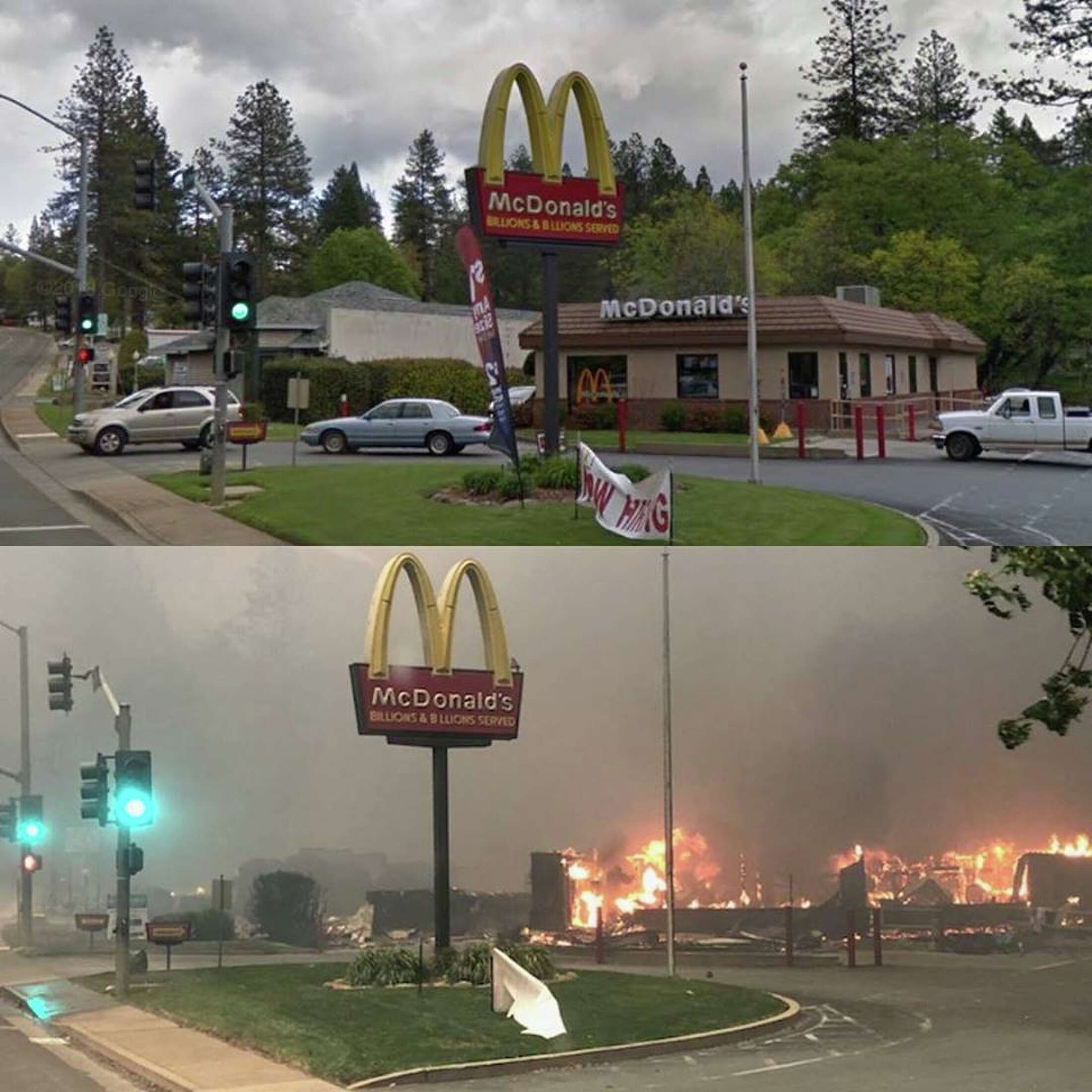 Paradise lost: Before-and-after photos show a town devoured by a raging ...