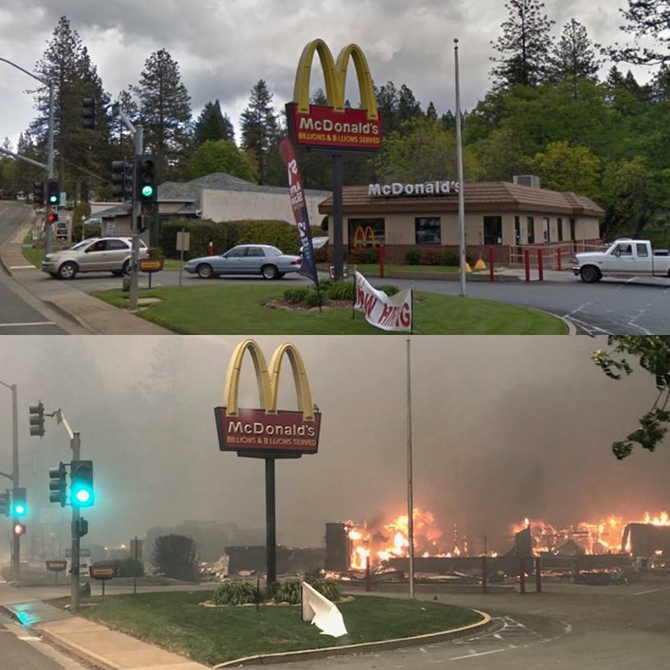 Paradise lost: Before-and-after photos show a town devoured by a raging ...