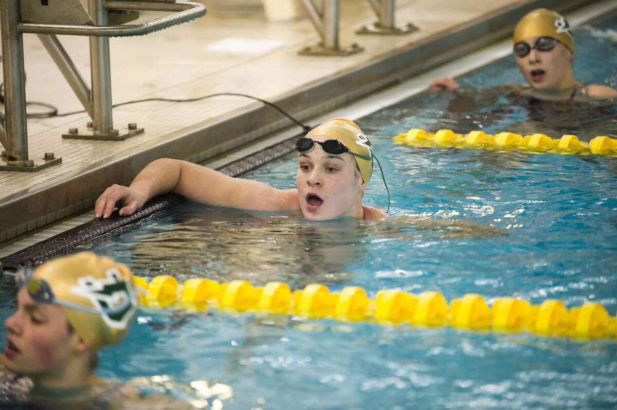 H. H. Dow High School girls' swim practice - Nov. 13, 2018